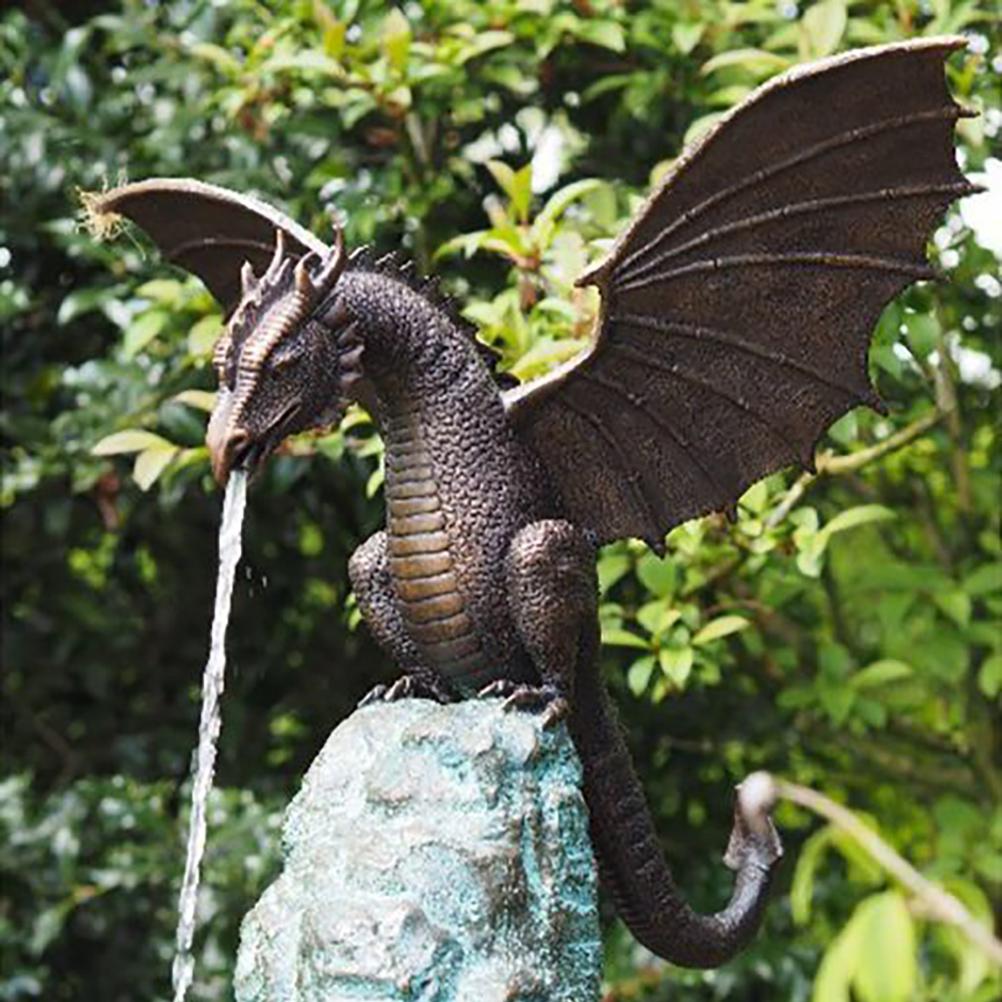 Garden Dragon Statue Fountain – Bronze Resin Water Feature | Inspire Uplift