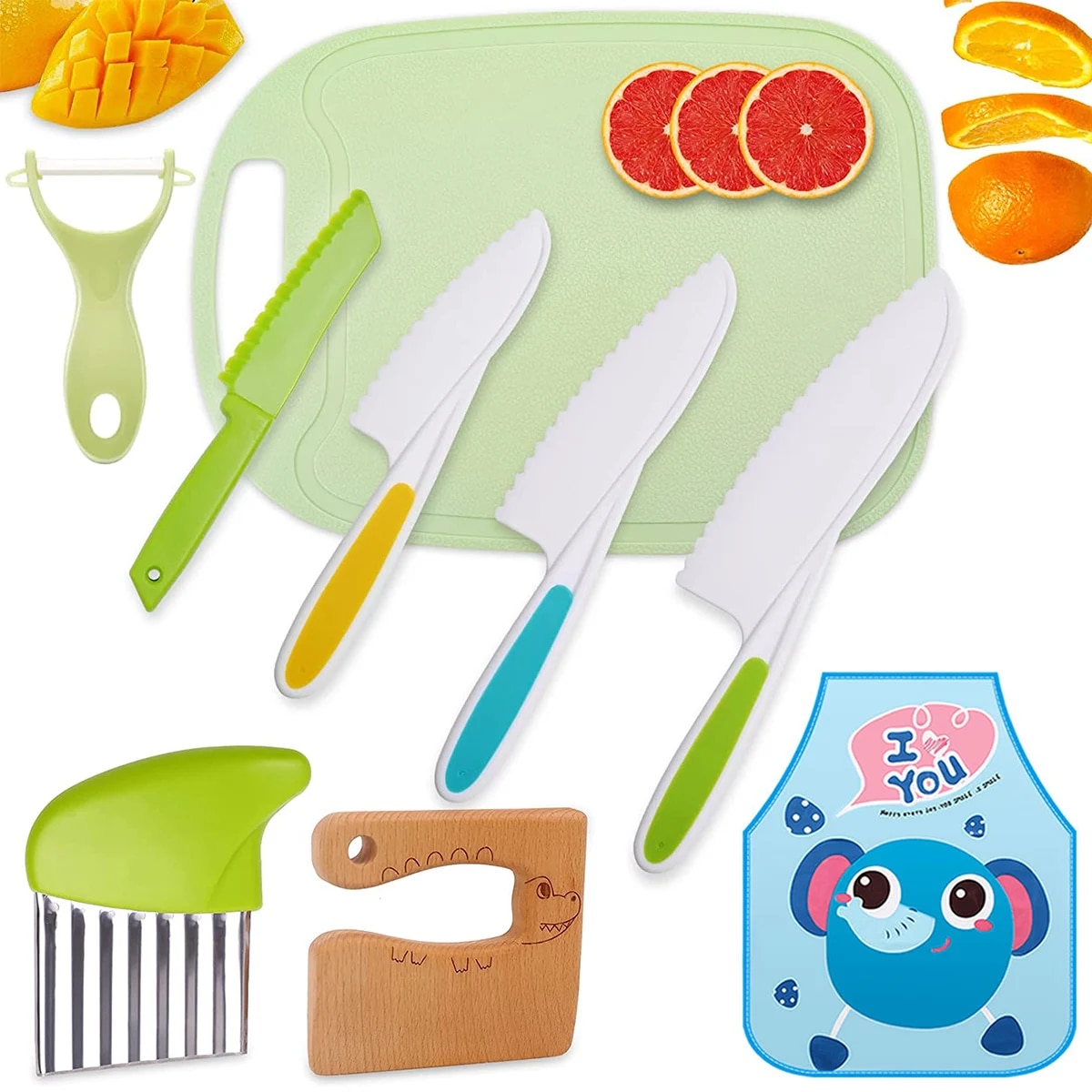 Kids Cooking Cutter Set: Toddler Wooden & Plastic Fruit Kniv | Inspire ...