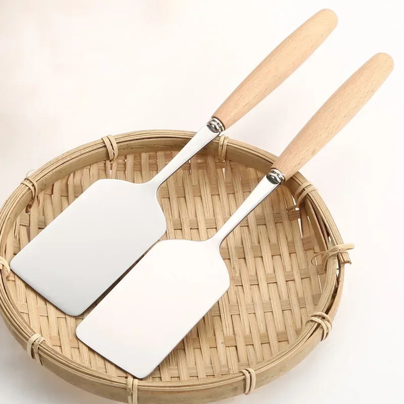 Stainless Steel Square Head Cooking Spatula with Wood Handle | Inspire ...