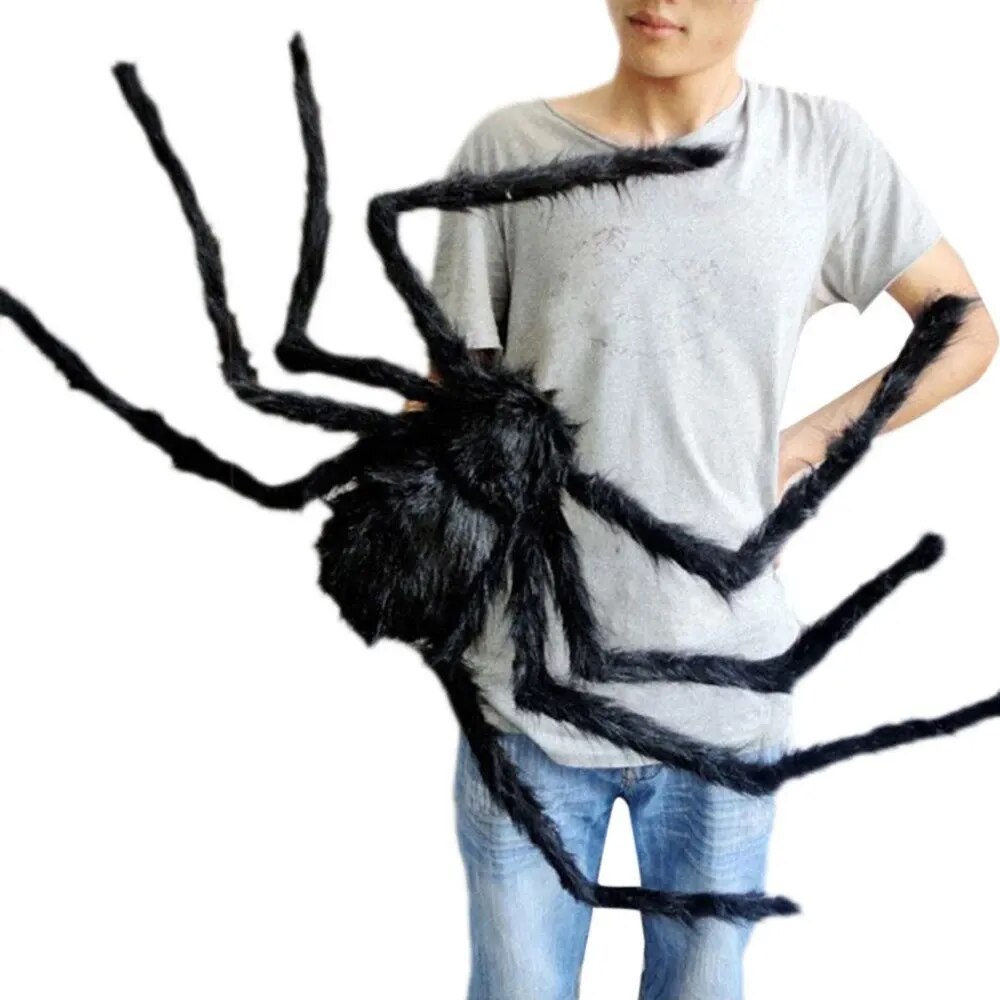 Halloween Plush Spider Decoration - Giant Black Spider Prop | Inspire ...