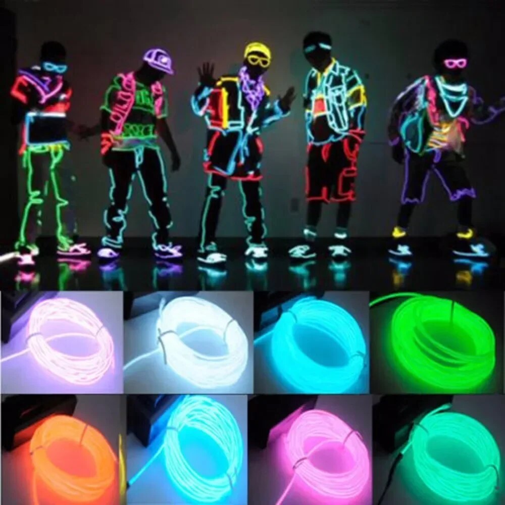 Glow EL Wire LED Neon Christmas Party DIY Costumes Clothing | Inspire ...