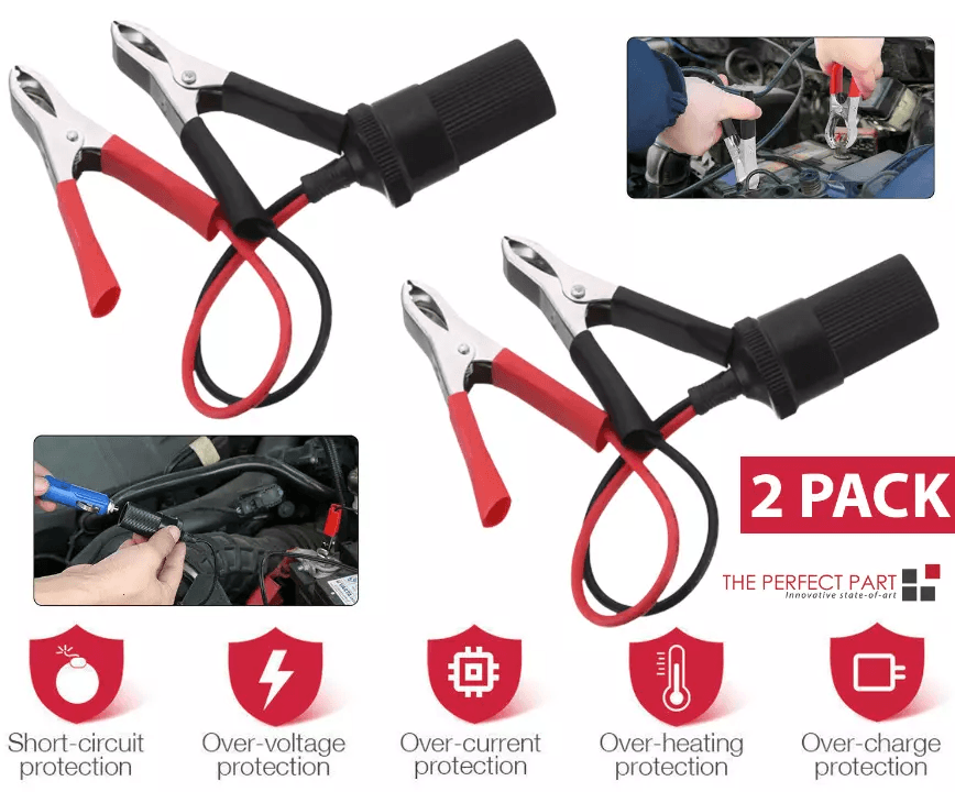 12V Car Battery Clamp with Power Adapter Socket | Inspire Uplift