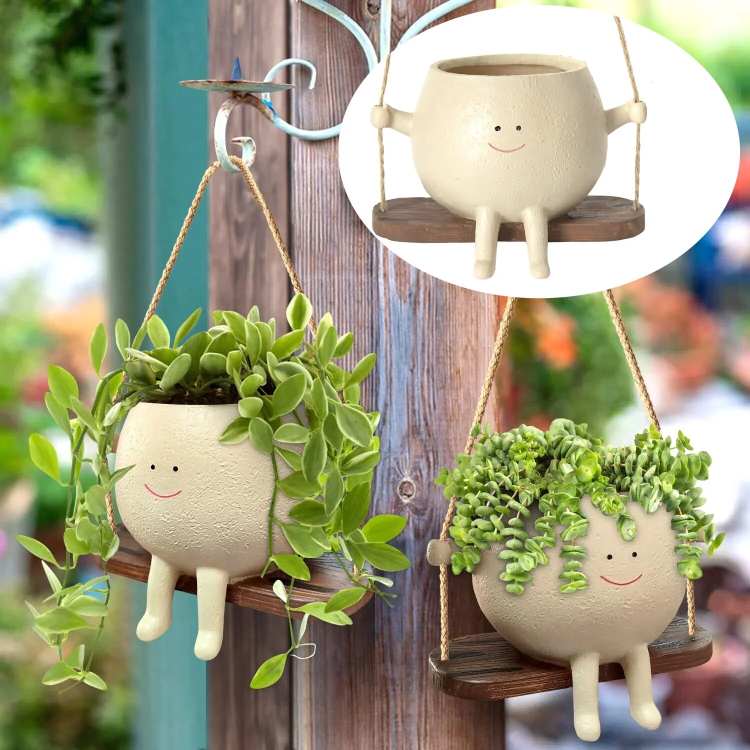 Resin Swing Face Planter: Wall Flowerpot for Succulents & Pl | Inspire ...