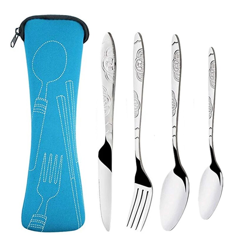 Portable Stainless Steel Dinnerware Set with Bag - Family Ca | Inspire ...