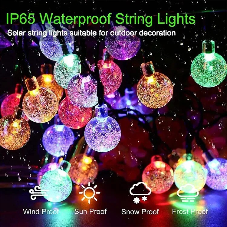 Solar String Lights: Outdoor LED Crystal Globe Lights, 8 Mod | Inspire ...