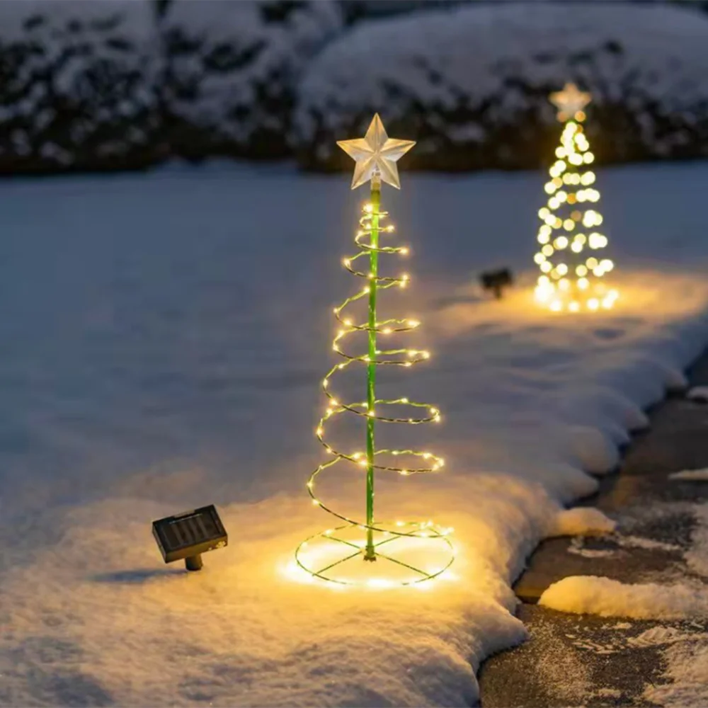 Solar Outdoor Christmas Tree Lights: LED Ground Lamp String | Inspire ...
