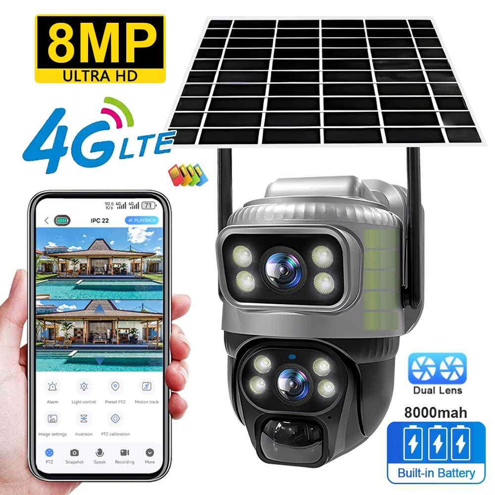 V380 4G Solar 8MP 4K Dual Lens Security Camera | Inspire Uplift