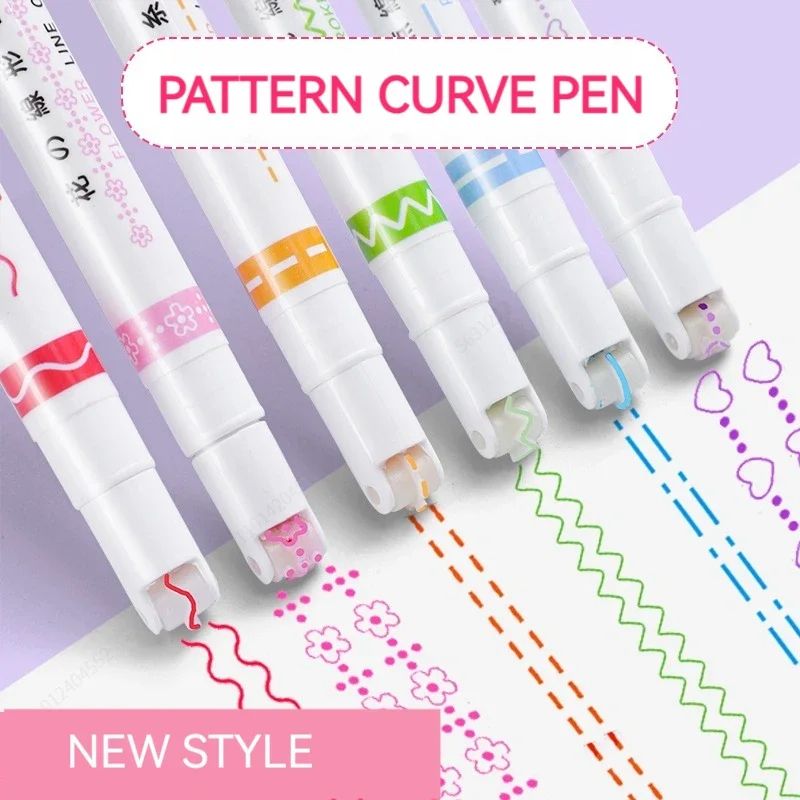 6Pcs Kawaii Flower Line Highlighter Pen Set | Inspire Uplift