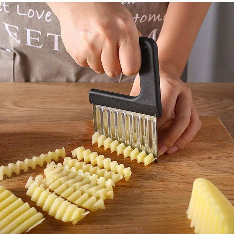 "Stainless Steel Potato Chip Slicer – Wavy Crinkle Cutter To | Inspire ...