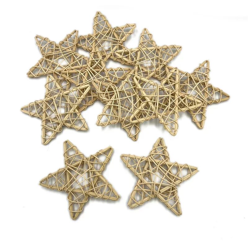 10pcs Natural Rattan Stars: 5cm/6cm for DIY Craft, Home Deco | Inspire ...