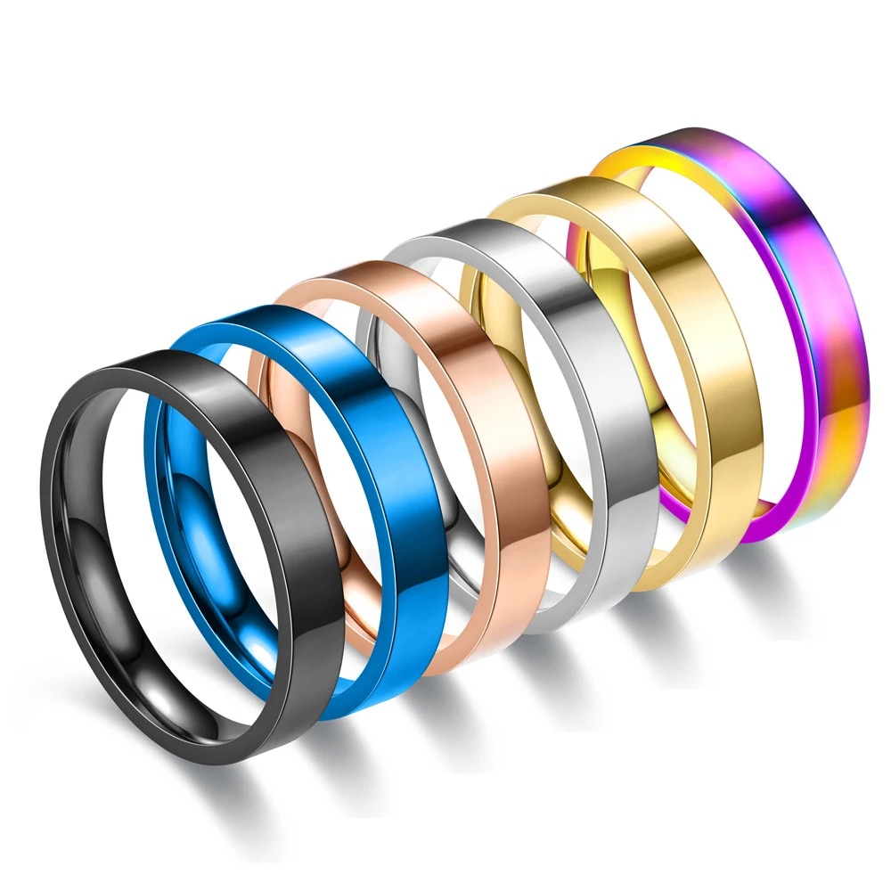 4mm Simple Flat Stainless Steel Rings: Japanese & Korean Fas | Inspire ...