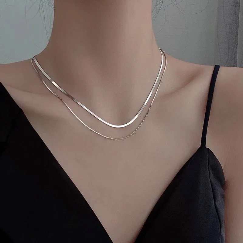 2023 Unique Design S925 Silver Double Layer Snake Chain Neck | Inspire Uplift