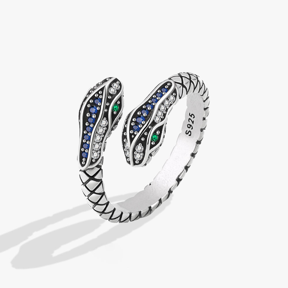 Snake Shape Green Eye Sterling Silver Rings for Women - Tren | Inspire ...