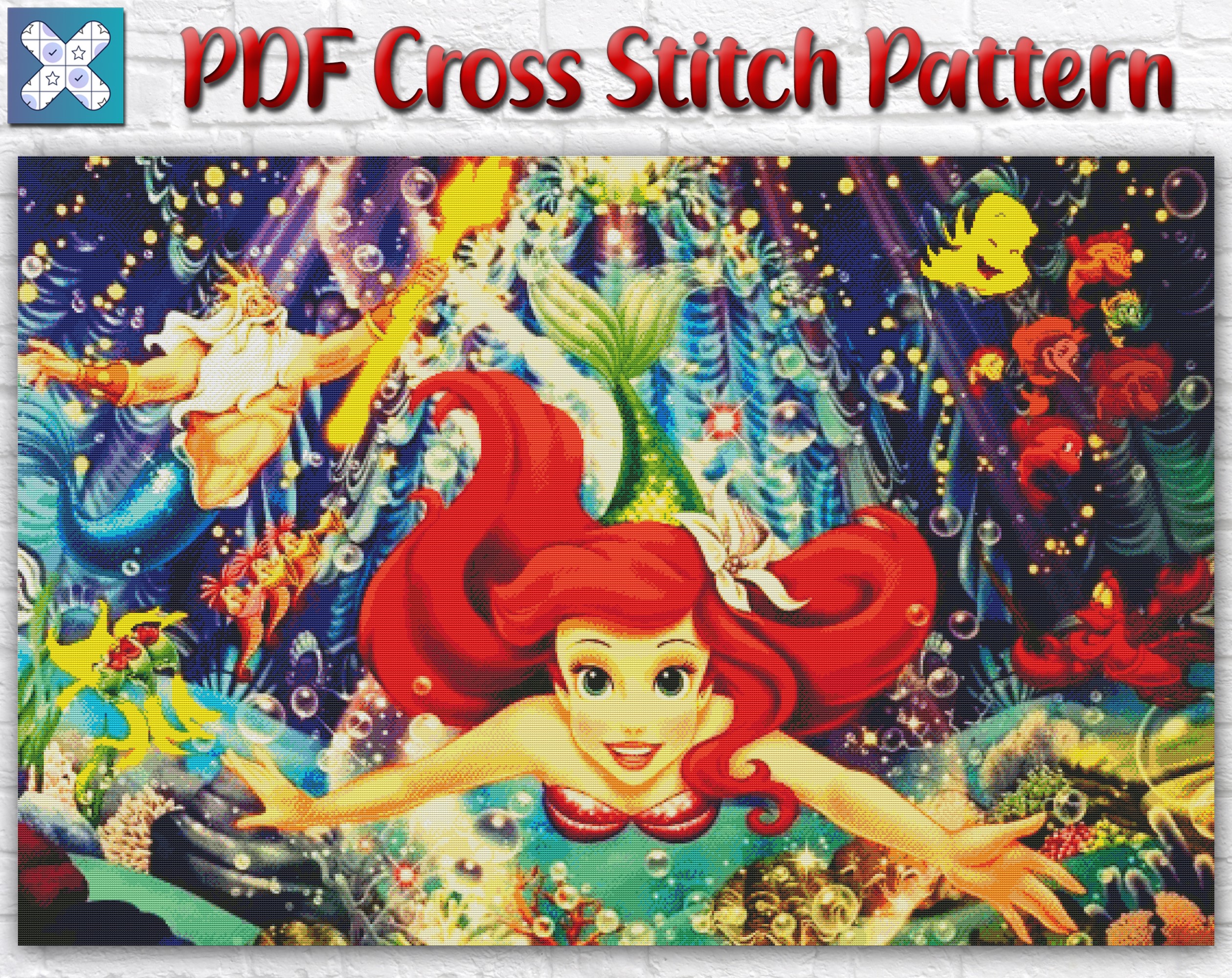 Princess Ariel Cross Stitch Pattern / Mermaid Cross Stitch P | Inspire ...