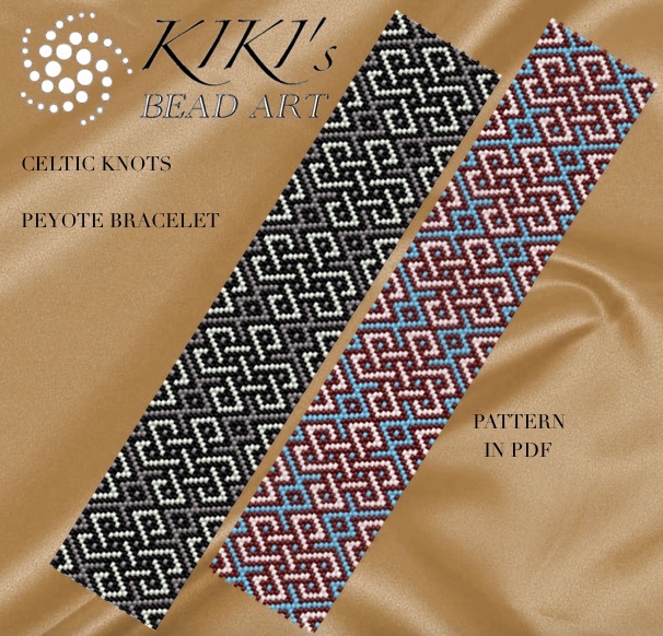 Celtic knots peyote bracelet pattern, peyote pattern design | Inspire ...