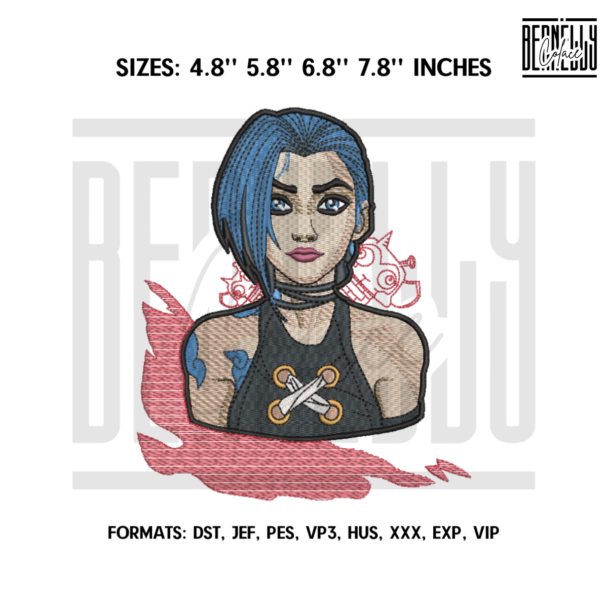 Jinx Arcane Embroidery Design File, League of Legends Embroi | Inspire ...