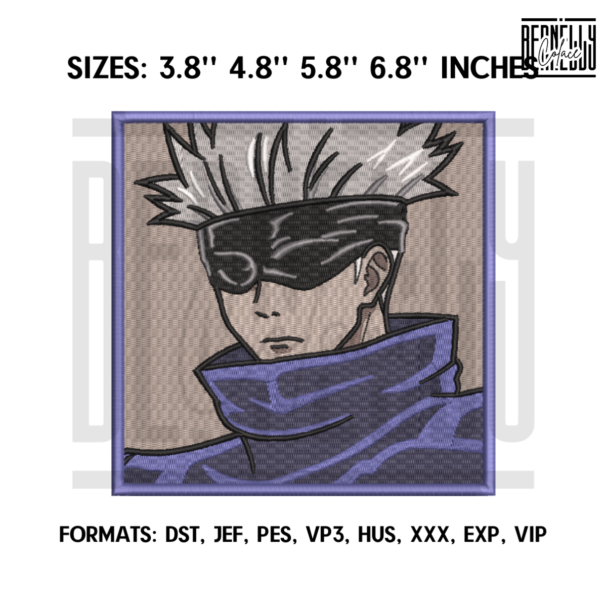 Satoru Gojo Embroidery Design File Jujutsu Kaisen Ani393 Inspire Uplift