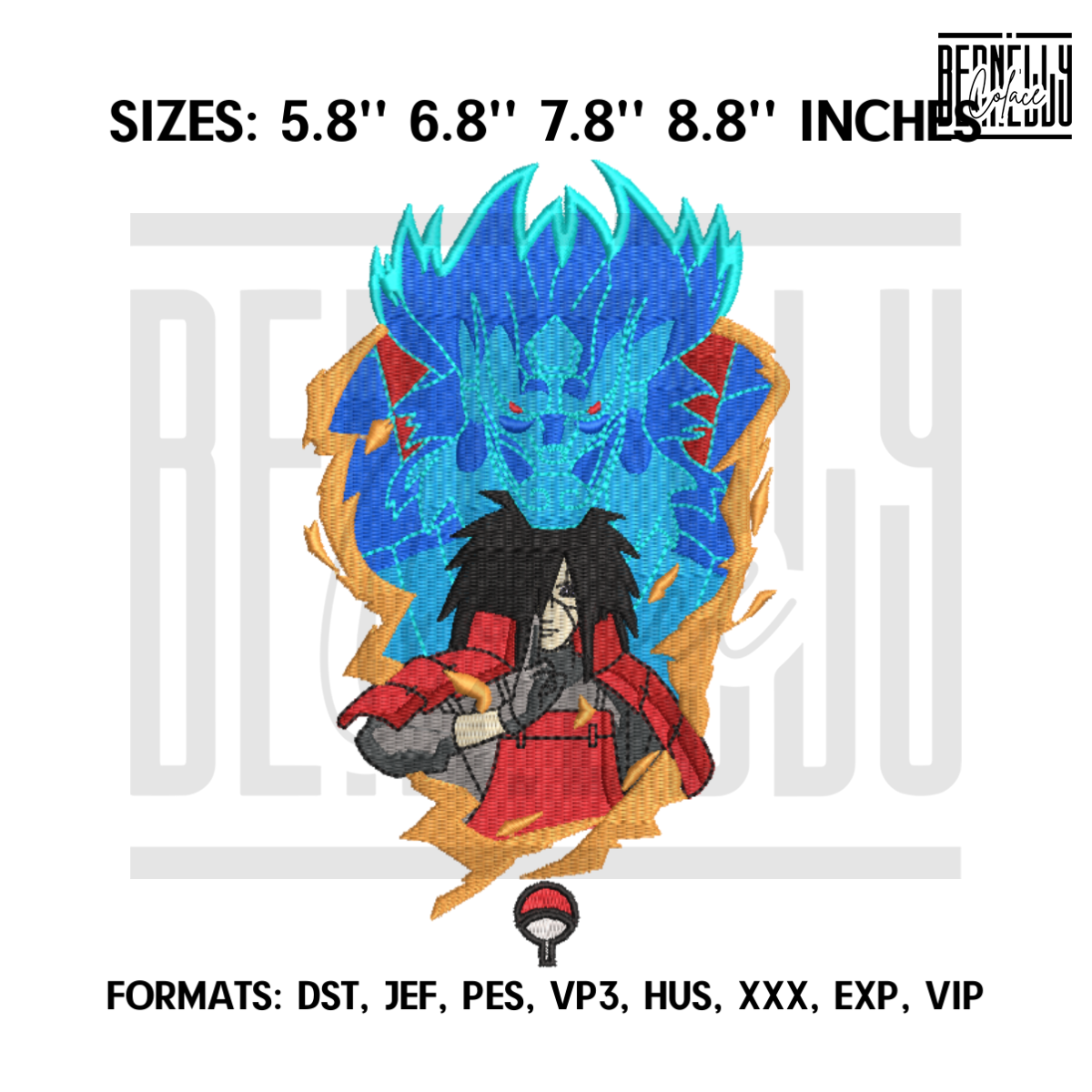 Uchiha Madara Embroidery design file pes Anime Naruto520 | Inspire Uplift