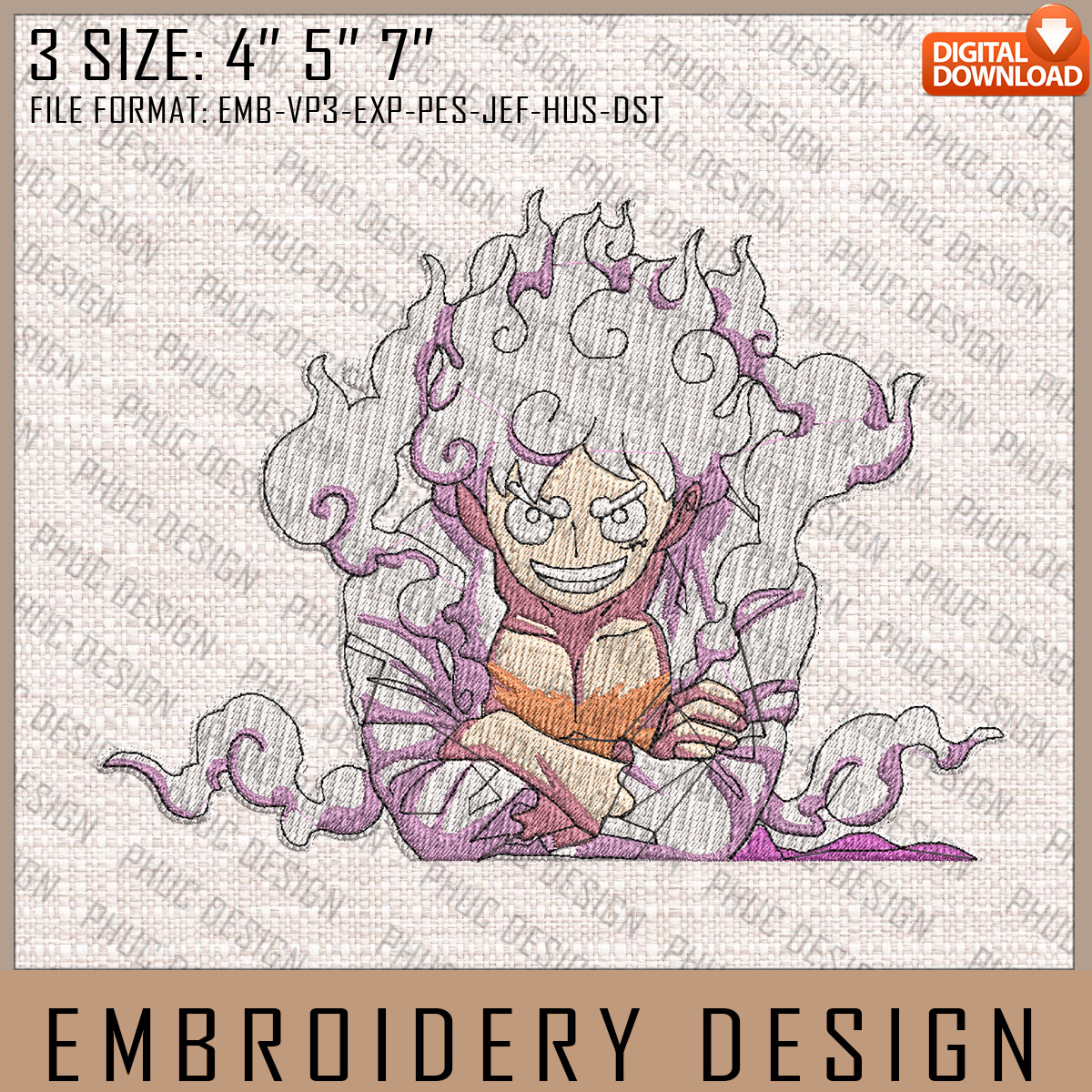 Luffy Embroidery Files, One Piece, Anime Inspired Embroidery - Inspire ...