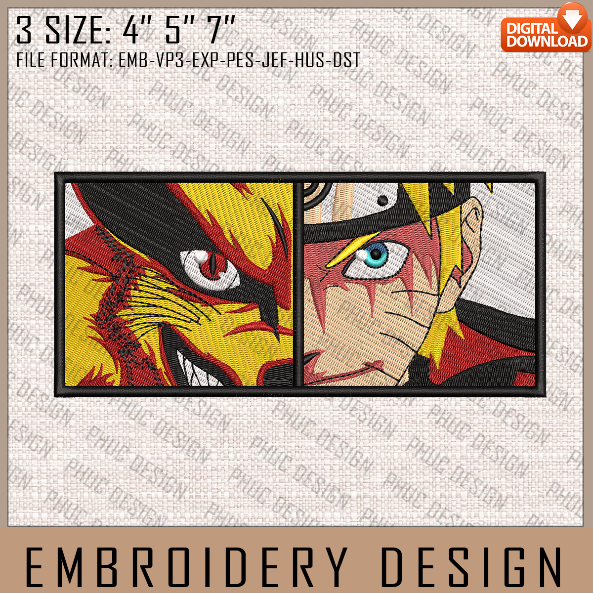 Naruto And Kuruma Embroidery Files, Naruto, Anime Inspired E - Inspire ...
