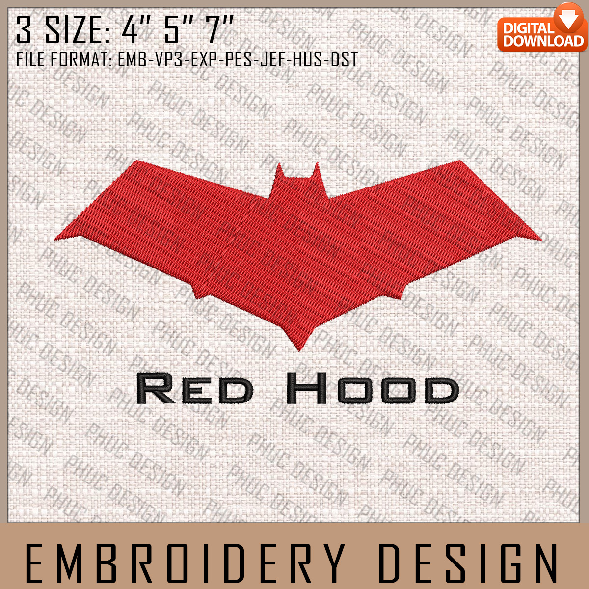 Red Hood Embroidery Files, DC Comics, Movie Inspired Embroid - Inspire ...