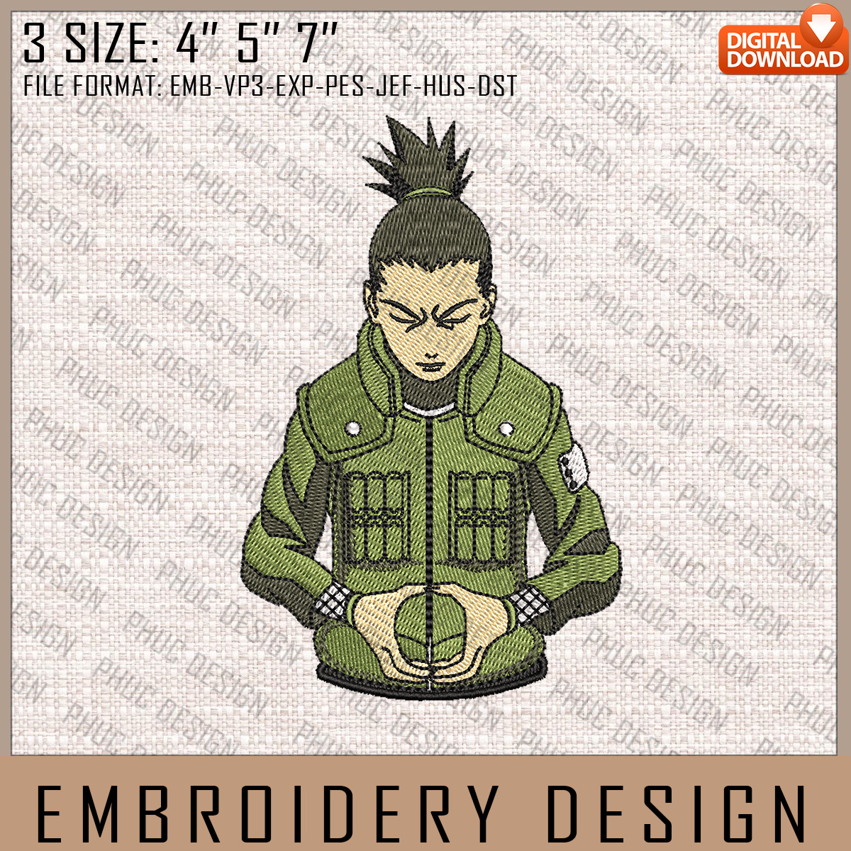 Shikamaru Embroidery Files, Naruto, Anime Inspired Embroider - Inspire ...