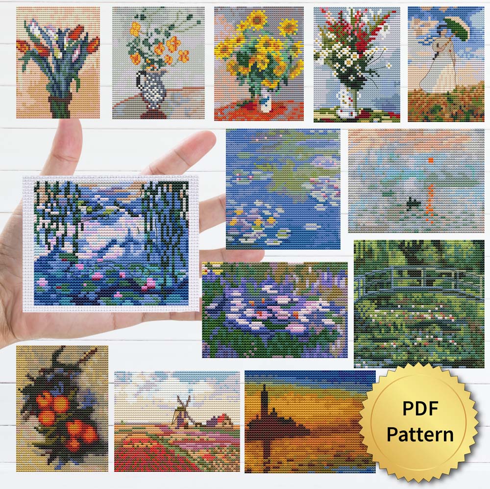 Claude Monet Cross Stitch Pattern SET. Miniature Art, Easy T - Inspire ...