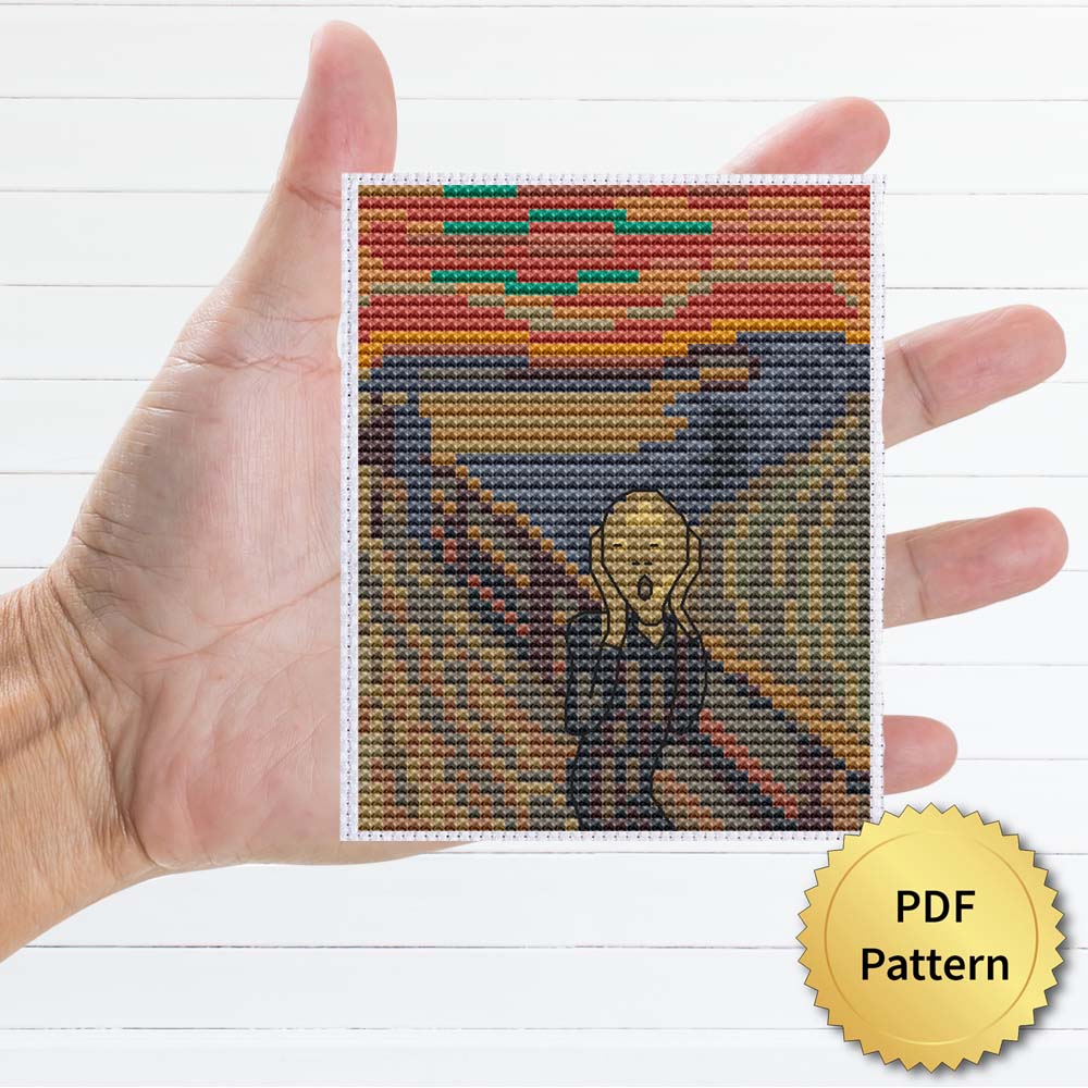 The Scream by Edvard Munch Cross Stitch Pattern, Miniature A - Inspire ...