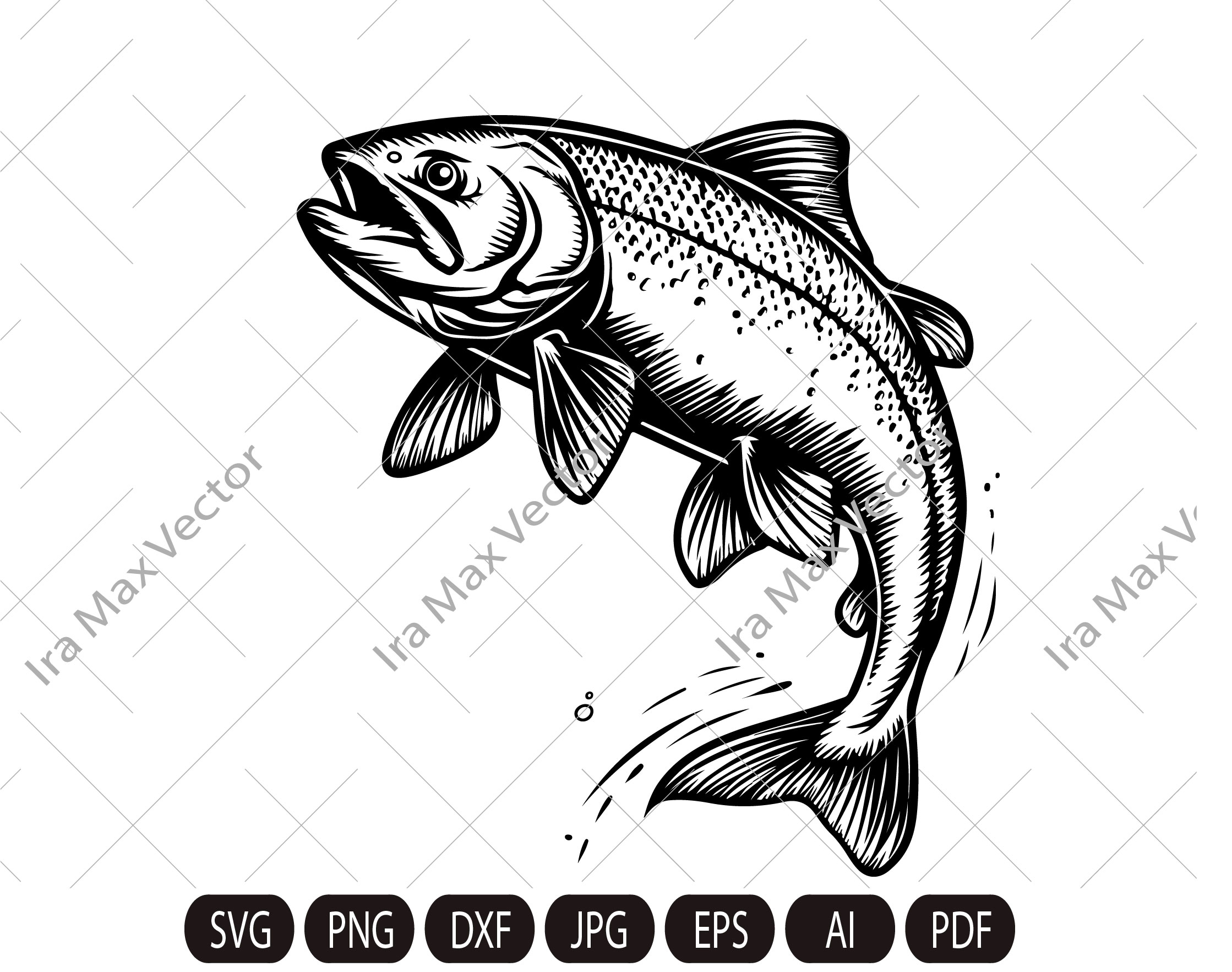 Trout fish svg, jamping trout svg,fish svg, fishing, sea tro | Inspire ...