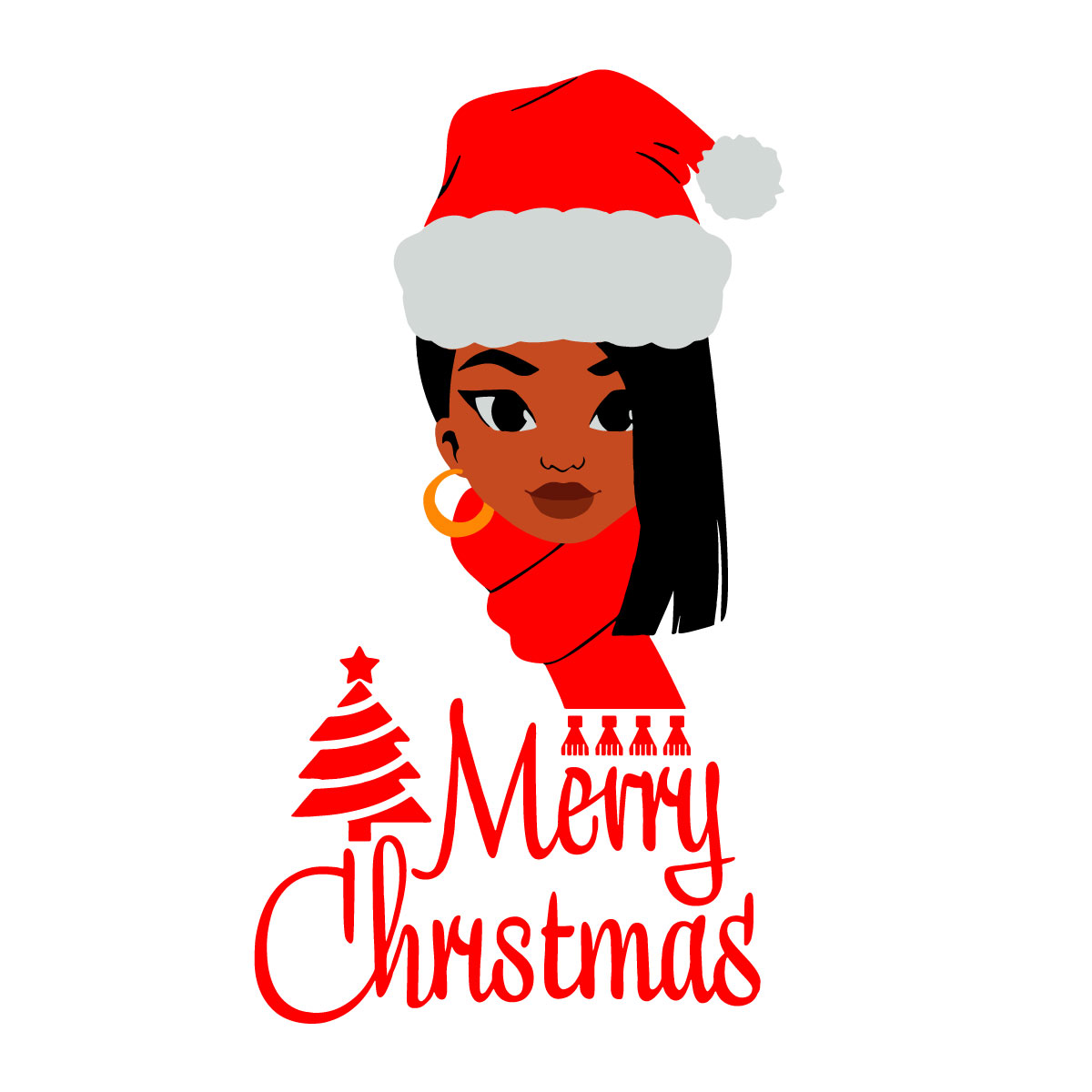 Merry Christmas Png, Black Girl Christmas Png, Black Woman P | Inspire ...