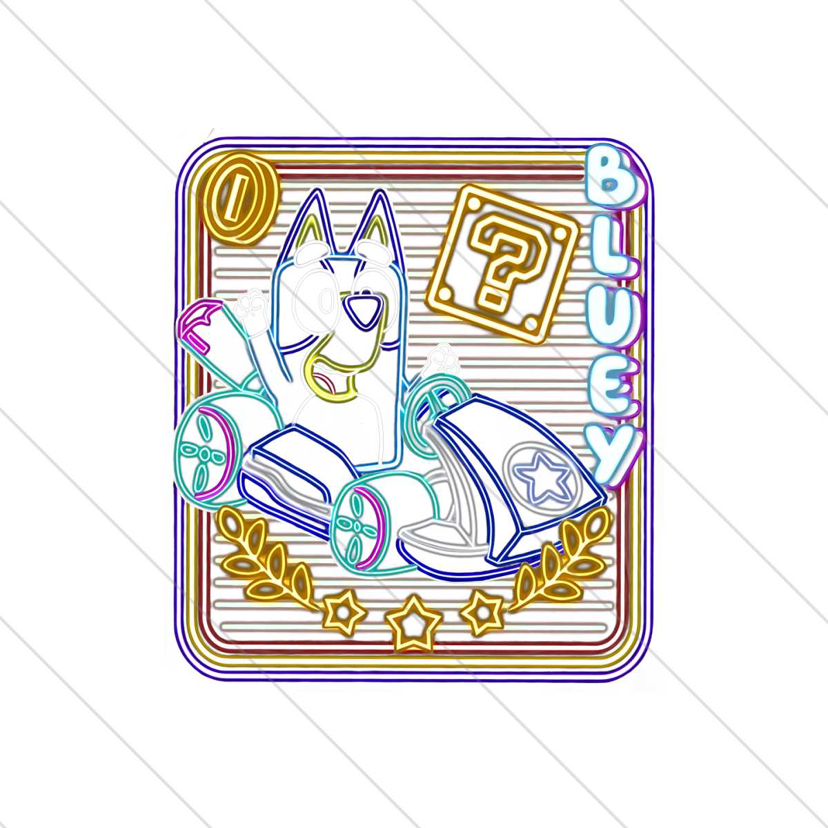 Funny Bluey Mario Kart Driving Car PNG File File Digital - Inspire Uplift