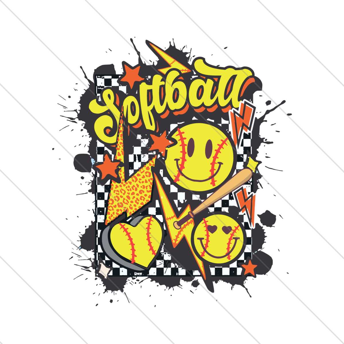 Retro Softball Smiley Face SVG File File Cricut | Inspire Uplift