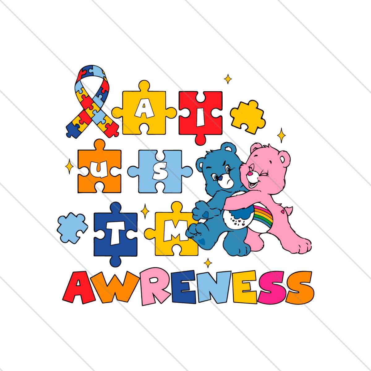 Care Bears Autism Awareness Autism Puzzle Pieces SVG File Di | Inspire ...