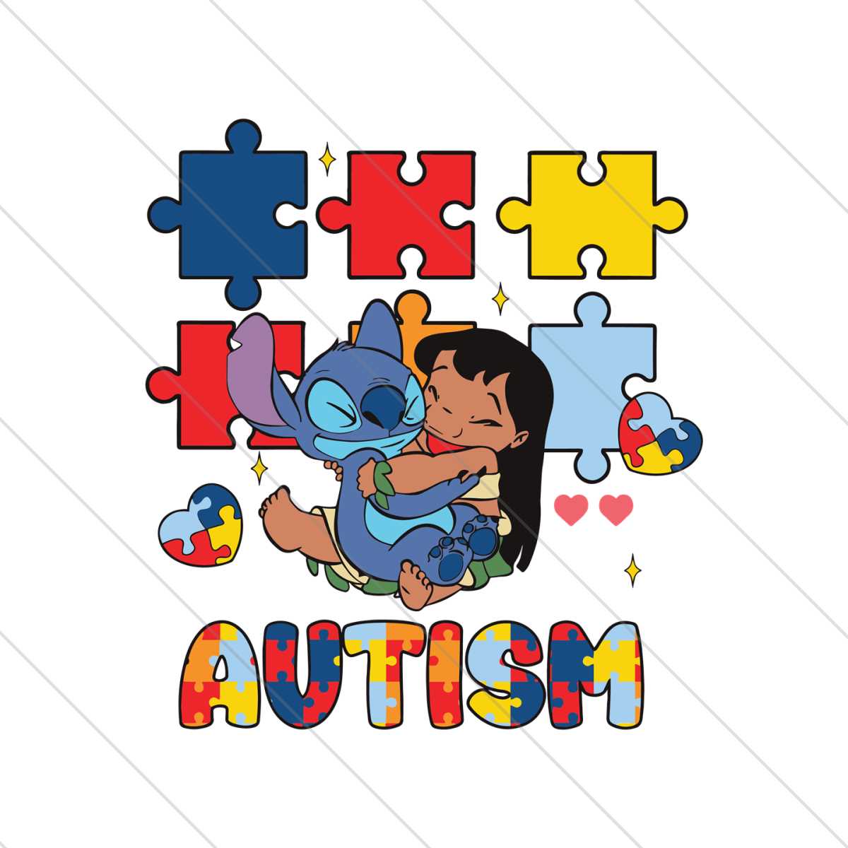 Disney Autism Lilo Holding Stitch Autism SVG File Digital | Inspire Uplift