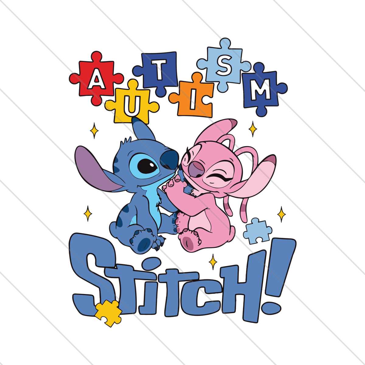 Stitch And Angel Autism Awareness SVG File Digital - Inspire Uplift