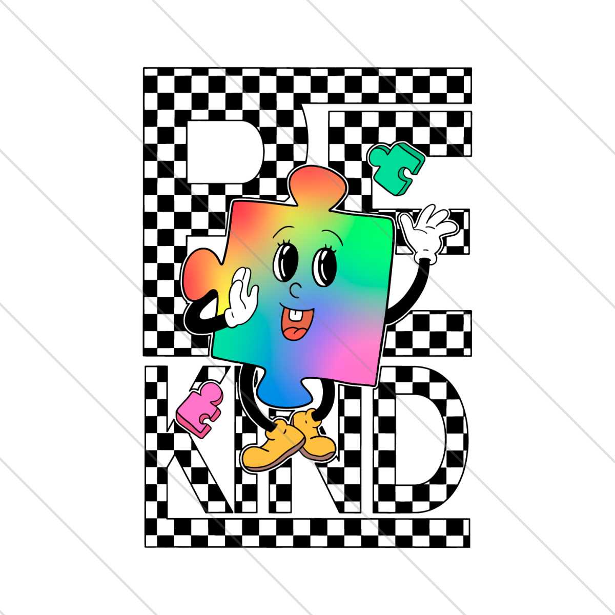 Checkered Be Kind Puzzle Pieces SVG File Cricut | Inspire Uplift