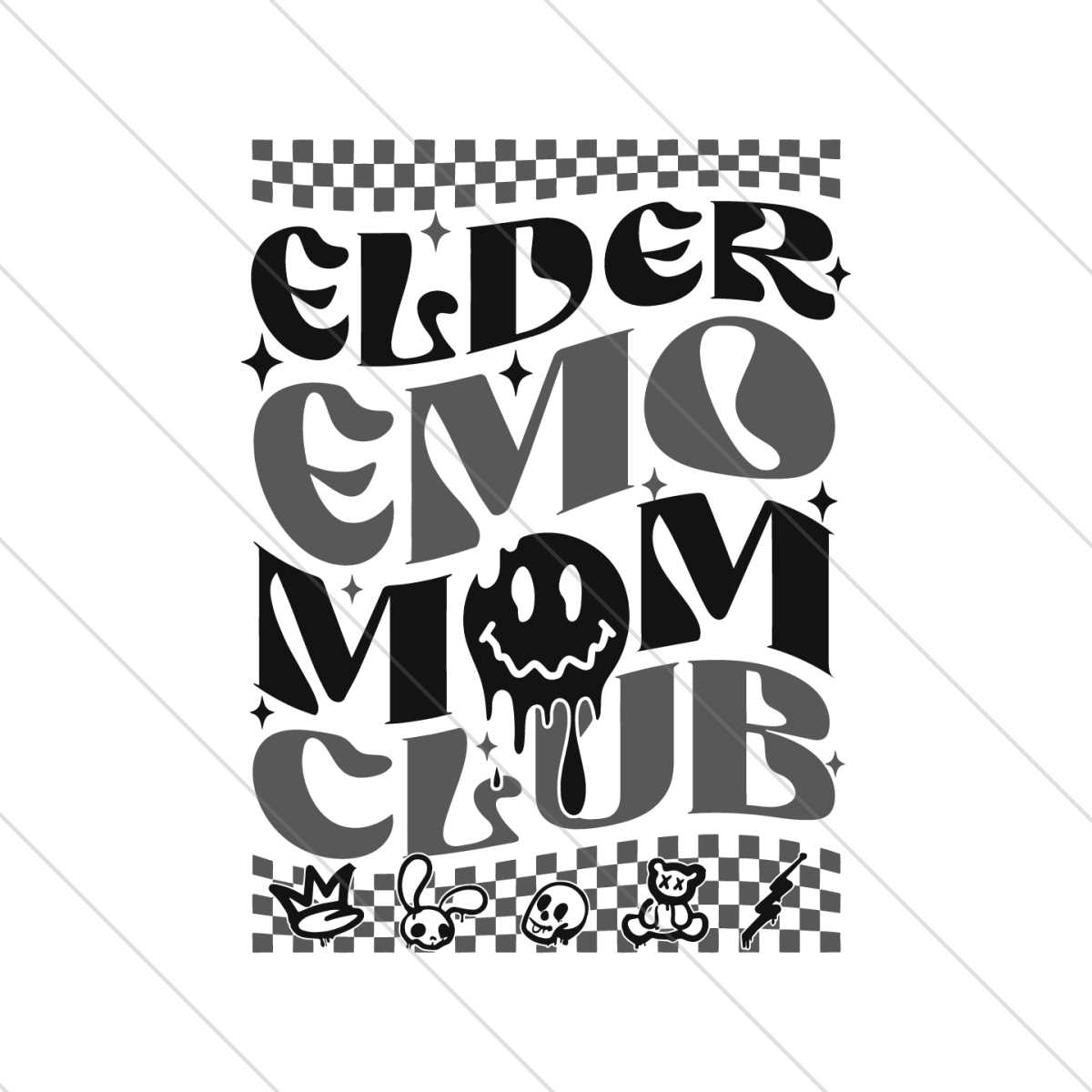 Checkered Elder Emo Mom Club SVG File Digital | Inspire Uplift