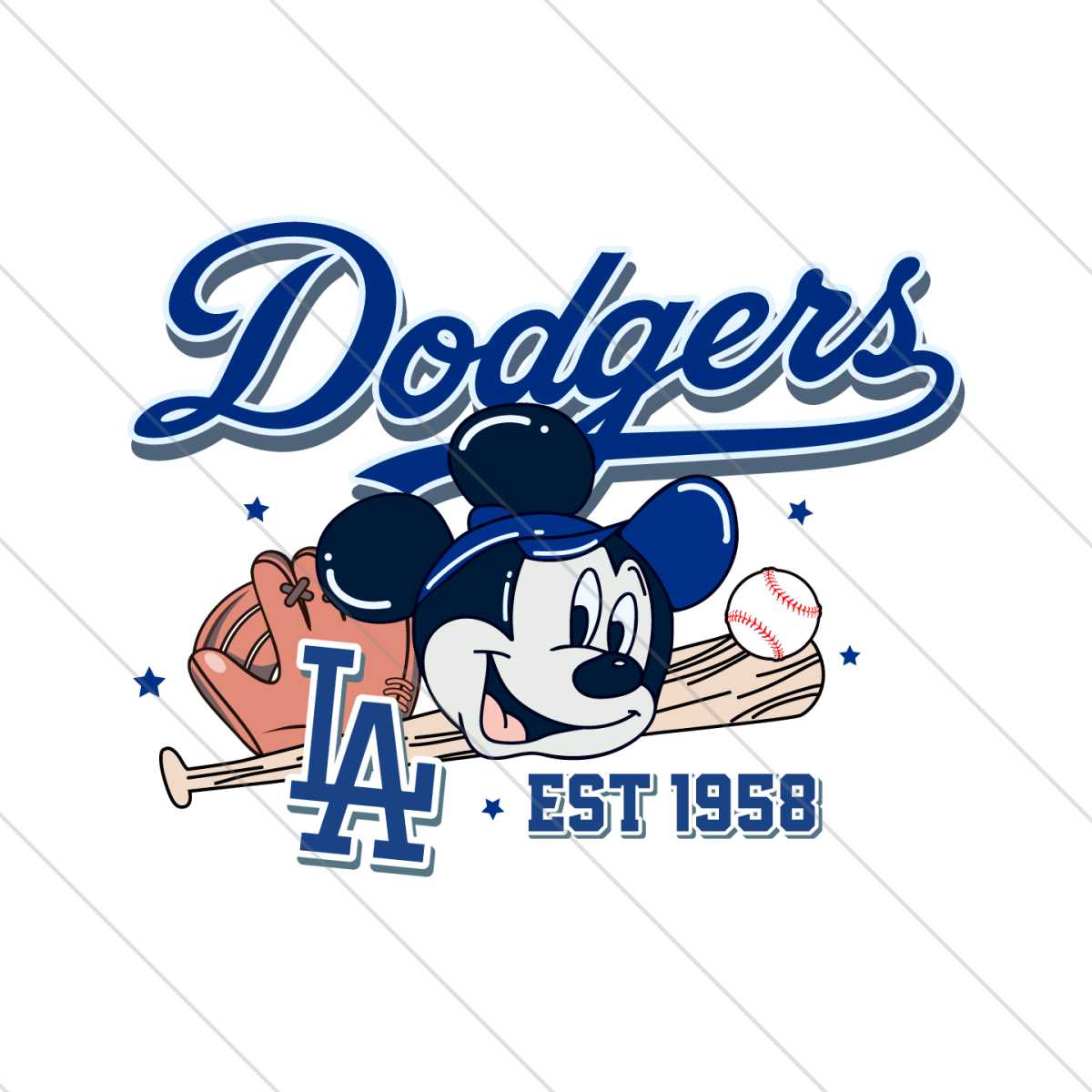 LA Dodgers Est 1958 Mickey Baseball SVG File Digital | Inspire Uplift