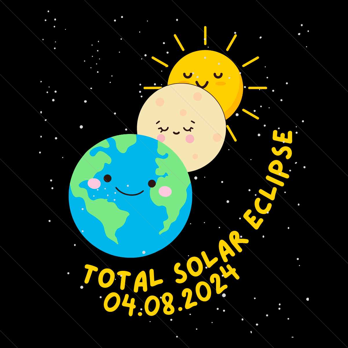 Total Solar Eclipse 2024 Cute Sun And Moon SVG, Solar Eclips - Inspire ...
