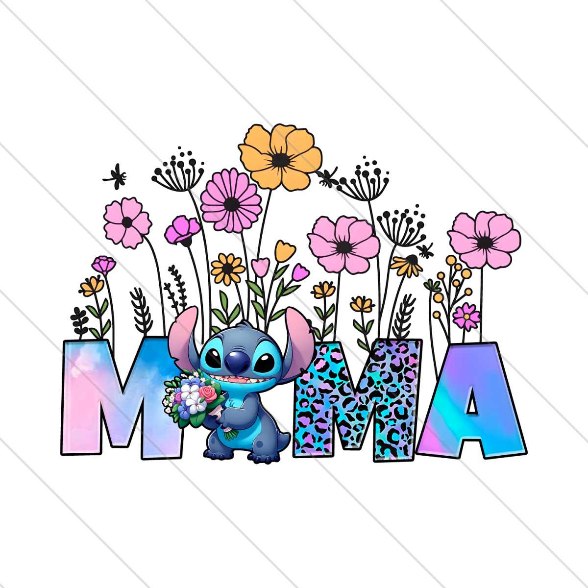 Floral Mama Stitch Happy Mothers Day PNG | Inspire Uplift