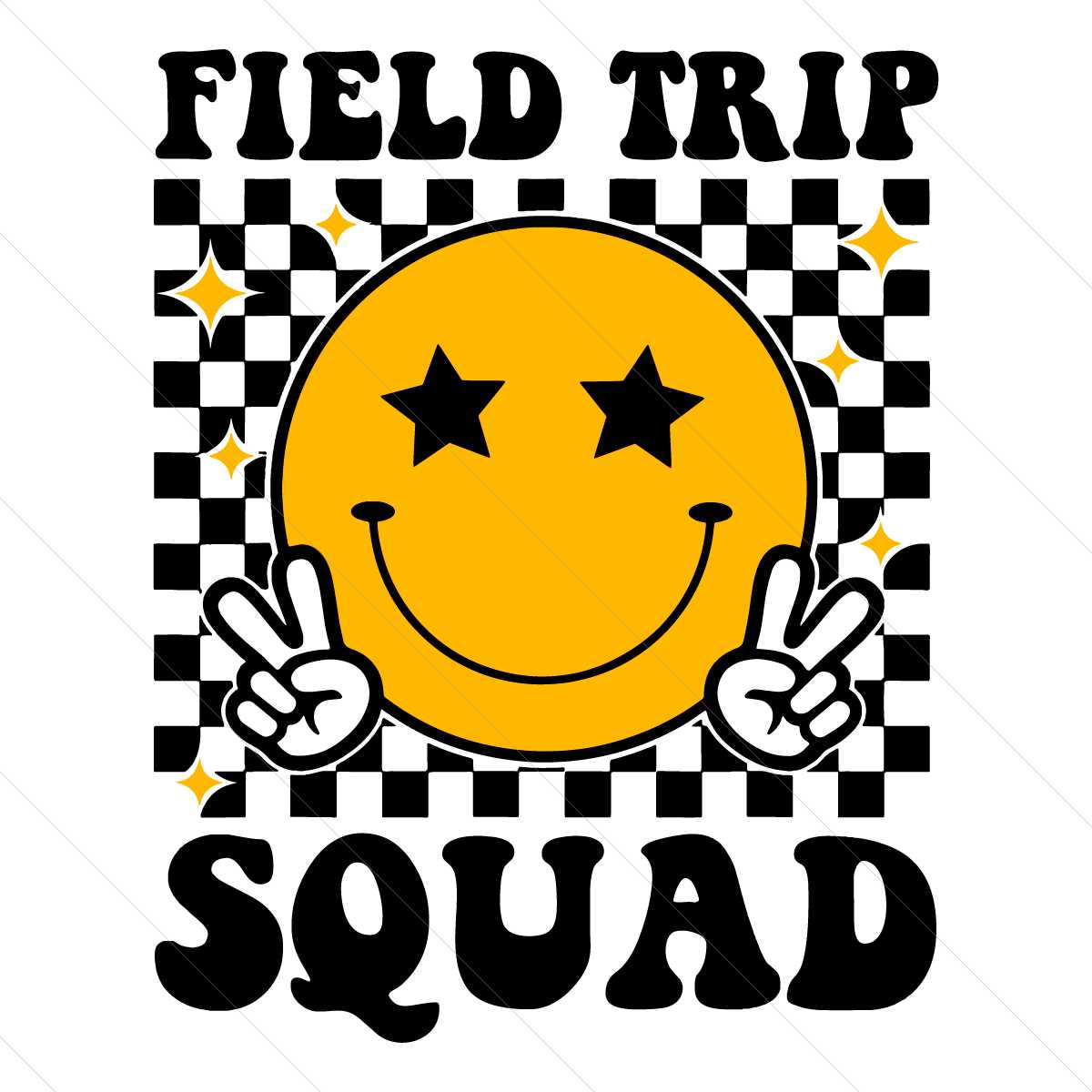 Checkered Field Trip Squad Smiley Face SVG | Inspire Uplift