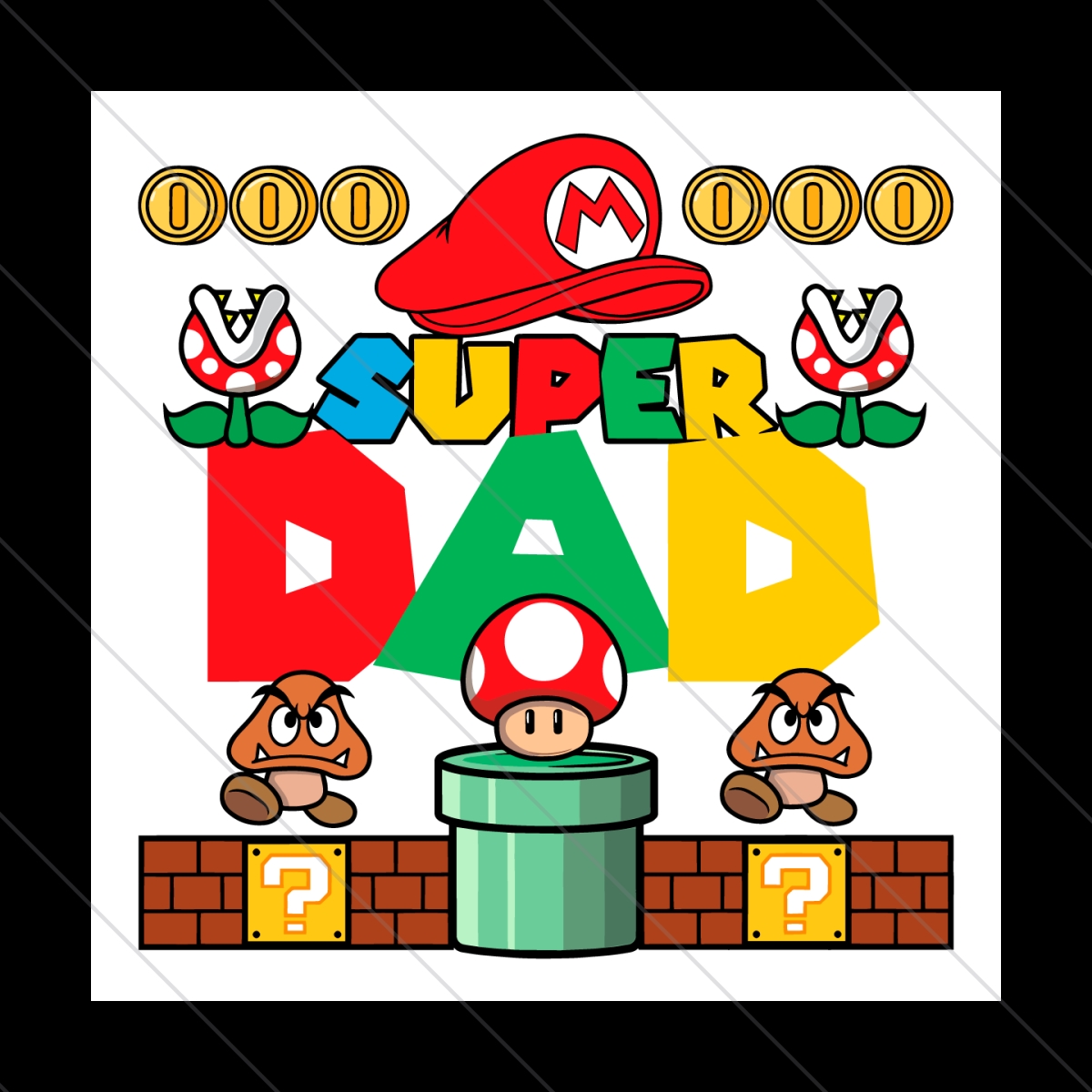 Super Dad Super Mario Happy Fathers Day SVG File Digital | Inspire Uplift