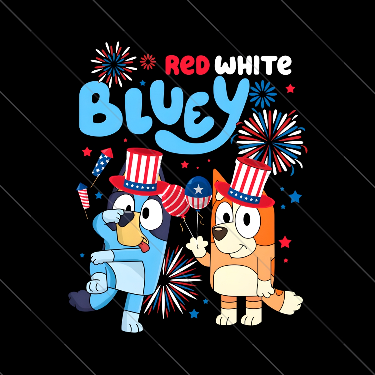 Funny Red White Bluey 4th Of July Fireworks PNG File Digital - Inspire ...