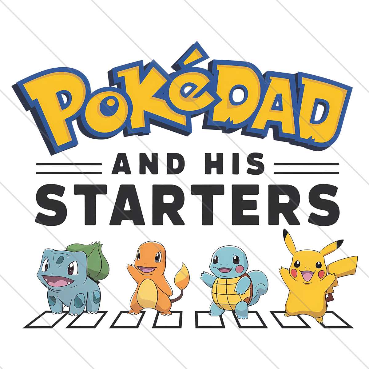 Funny Dad Cartoon Pokedad And His Starters PNG File Digital | Inspire ...