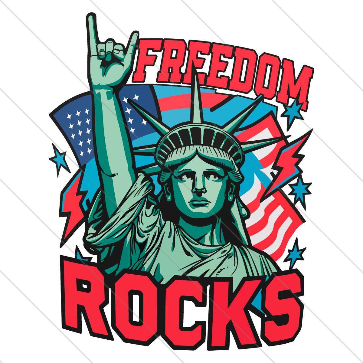 Retro Freedom Rocks Statue of Liberty PNG File Digital | Inspire Uplift