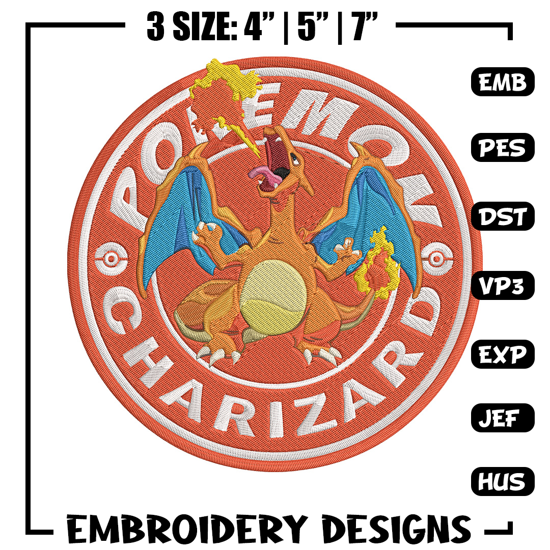 Charizard Embroidery Design, Pokemon Embroidery, Embroidery | Inspire ...