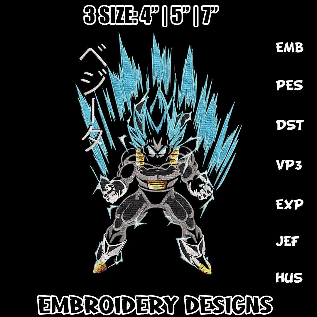 Vegeta blue Embroidery Design, Dragonball Embroidery, Embroi - Inspire ...