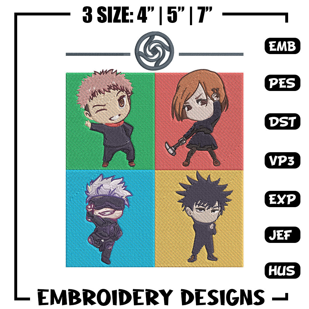 Yuji friends Embroidery Design, Jujutsu Embroidery, Embroide - Inspire ...
