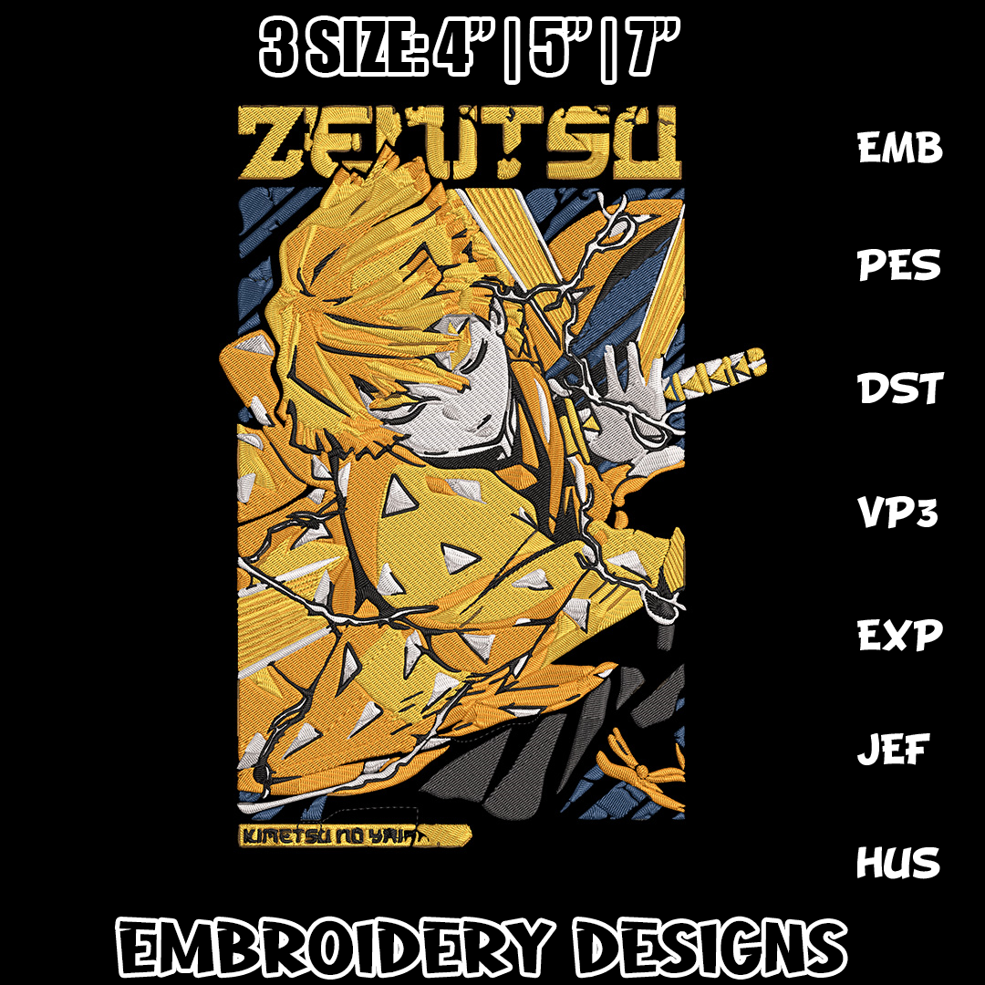 Zenitsu poster Embroidery Design, Demon slayer Embroidery, E | Inspire ...