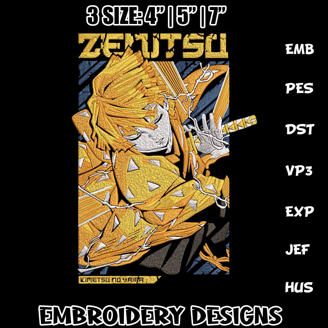 Zenitsu poster Embroidery Design, Demon slayer Embroidery, E | Inspire ...